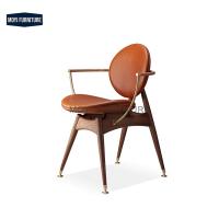 China Italian Design Leather Classic Wishbone Dining Chair Mid century Modern Wood and Metal Industrial Luxury Walnut Dining Chair for sale