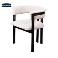 China Fancy Wooden Solid Wood  Curved Back Velvet Modern Dining Room Retro High Padded Ar Ergonomic Round Luxury Dining Table Chair for sale