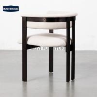 China Fancy Wooden Solid Wood  Curved Back Velvet Modern Dining Room Retro High Padded Ar Ergonomic Round Luxury Dining Table Chair for sale