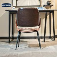 China Italian Designer Luxury Dining Room Furniture Set Saddle Leather Fabric High Back Dining Chair for Restaurant for sale