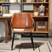 China Italian Designer Luxury Dining Room Furniture Set Saddle Leather Fabric High Back Dining Chair for Restaurant for sale