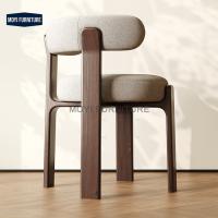 China Solid Wood Dining Chairs Modern and Simple Backrest Makeup Chairs, Solid Wood Walnut Color Hotel Leisure for sale