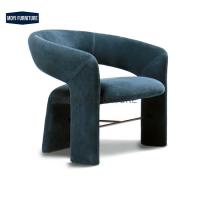China Nordic Minimalist Leather Single Sofa Chair Modern Dining Room Furniture Curved Backrest Dining Chair for Home for sale
