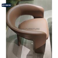 China Nordic Minimalist Leather Single Sofa Chair Modern Dining Room Furniture Curved Backrest Dining Chair for Home for sale