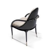China Italian Design Dining Chairs with Comfortable Genuine Leather Backrest Wood Legs Hotel Leisure Cafe Chairs for sale