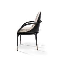 China Italian Design Dining Chairs with Comfortable Genuine Leather Backrest Wood Legs Hotel Leisure Cafe Chairs for sale