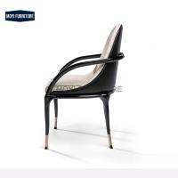 China Italian Design Dining Chairs with Comfortable Genuine Leather Backrest Wood Legs Hotel Leisure Cafe Chairs for sale