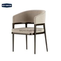 China Italian Luxury Dining Chairs and Table High End Villa Home Dining Room Linen Fabric Chair with Armrest for sale
