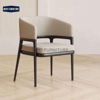China Italian Luxury Dining Chairs and Table High End Villa Home Dining Room Linen Fabric Chair with Armrest for sale