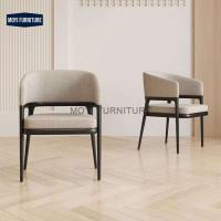 China Italian Luxury Dining Chairs and Table High End Villa Home Dining Room Linen Fabric Chair with Armrest for sale