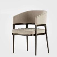 China Italian Luxury Dining Chairs and Table High End Villa Home Dining Room Linen Fabric Chair with Armrest for sale