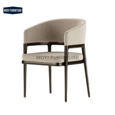 China Italian Luxury Dining Chairs and Table High End Villa Home Dining Room Linen Fabric Chair with Armrest for sale