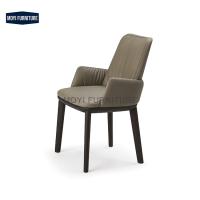 China Modern Hotel Wooden Restaurant Chairs Luxury Solid Wood Upholstered Leather Dining Chair for Banquet Dining Room Furniture for sale