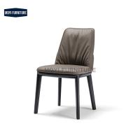 China Modern Hotel Wooden Restaurant Chairs Luxury Solid Wood Upholstered Leather Dining Chair for Banquet Dining Room Furniture for sale