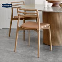 China Classical Creative Home Furniture Microfiber Leather Cushion White Ash Wood Frame Dining Chair for Hotel Lobby for sale