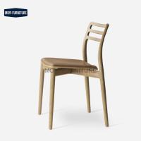 China Classical Creative Home Furniture Microfiber Leather Cushion White Ash Wood Frame Dining Chair for Hotel Lobby for sale