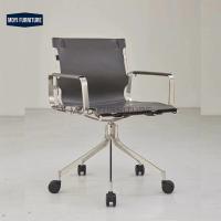 China Modern Luxury Office Furniture Stainless Steel Lifted Rotation Wheeling Study Chair Armrest Dining Chair for sale