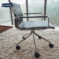 China Modern Luxury Office Furniture Stainless Steel Lifted Rotation Wheeling Study Chair Armrest Dining Chair for sale