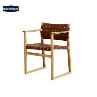 China Italian Style Modern Home Office Restaurant Cafe Wood Leather Dining Chairs for sale