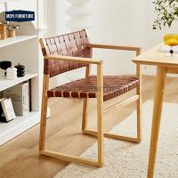 China Italian Style Modern Home Office Restaurant Cafe Wood Leather Dining Chairs for sale