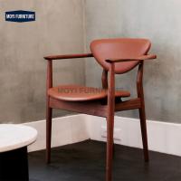 China Danish Designer Dining Chair Dining Room Furniture Solid Wood Leather Sofa Side Chair Creative Dining  Chair for sale