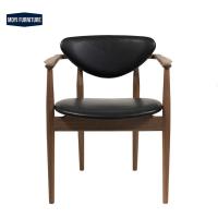 China Danish Designer Dining Chair Dining Room Furniture Solid Wood Leather Sofa Side Chair Creative Dining  Chair for sale