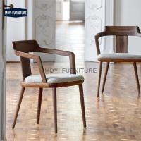 China Retro Style Ash Wood Color Armchair Cafe Shop Indoor Canteen Dining Chair with Seat Cushion for Home Restaurant for sale