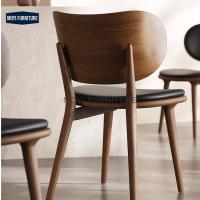 China Nordic Solid Wood Dining Chairs Leisure Chairs Coffee Shops Restaurants Leather Armchairs Designer Hotel Negotiation Chairs for sale