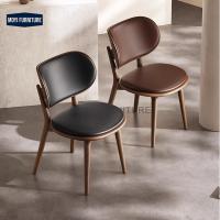 China Nordic Solid Wood Dining Chairs Leisure Chairs Coffee Shops Restaurants Leather Armchairs Designer Hotel Negotiation Chairs for sale