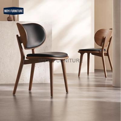 China Nordic Solid Wood Dining Chairs Leisure Chairs Coffee Shops Restaurants Leather Armchairs Designer Hotel Negotiation Chairs for sale