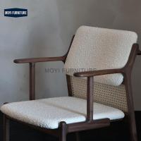 China MOYI Vintage Nordic Style Dining Chair with Wood Leather Seat Lamb Velvet Cushion Elegant Dining Room Furniture for sale