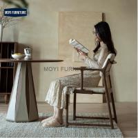 China MOYI Vintage Nordic Style Dining Chair with Wood Leather Seat Lamb Velvet Cushion Elegant Dining Room Furniture for sale