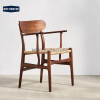 China MOYI Restaurant Furniture Curved Back Accent Solid Wood Dining Rope Seat Dining Chair for sale