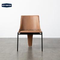 China Refined Top-Stitching  Leather Upholstered Comfortable Padded Dining Room Dining Chairs With Unique 3-Leg Structures for sale