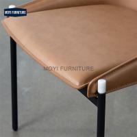 China Refined Top-Stitching  Leather Upholstered Comfortable Padded Dining Room Dining Chairs With Unique 3-Leg Structures for sale
