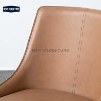 China Refined Top-Stitching  Leather Upholstered Comfortable Padded Dining Room Dining Chairs With Unique 3-Leg Structures for sale
