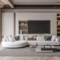 China MOYI L Shape Corner Italian Fabric Leather Living Room Furniture Modern Style Modernos White Leather Sectional Sofa for sale