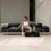 China Bauhaus-Style High-Legged Straight-Line Sofa Multi-Seat Leather for Living Room Villa Business Negotiation Made Durable PU for sale