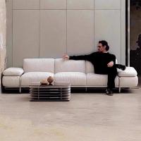 China Bauhaus-Style High-Legged Straight-Line Sofa Multi-Seat Leather for Living Room Villa Business Negotiation Made Durable PU for sale