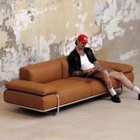 China Bauhaus-Style High-Legged Straight-Line Sofa Multi-Seat Leather for Living Room Villa Business Negotiation Made Durable PU for sale