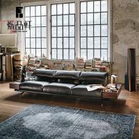 China Italian Minimalist Large Apartment Living Room Luxury Sofa Genuine Light Luxury Cowhide Leather Curved Special-shaped Corner for sale