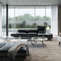 China Italian Minimalist Large Apartment Living Room Luxury Sofa Genuine Light Luxury Cowhide Leather Curved Special-shaped Corner for sale