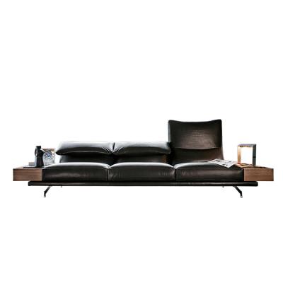 China Italian Minimalist Large Apartment Living Room Luxury Sofa Genuine Light Luxury Cowhide Leather Curved Special-shaped Corner for sale