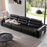 China Black Leather Modular Upholstered Lounge Sofa Sectional Couch Modern Fashion Living Room Furniture Compression Sofa Sets for sale