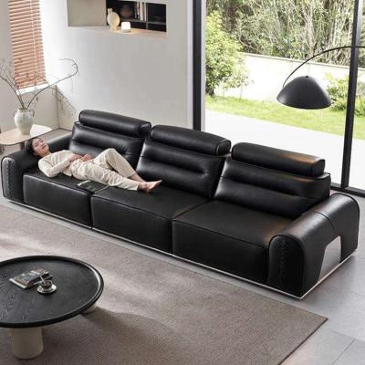 China Black Leather Modular Upholstered Lounge Sofa Sectional Couch Modern Fashion Living Room Furniture Compression Sofa Sets for sale