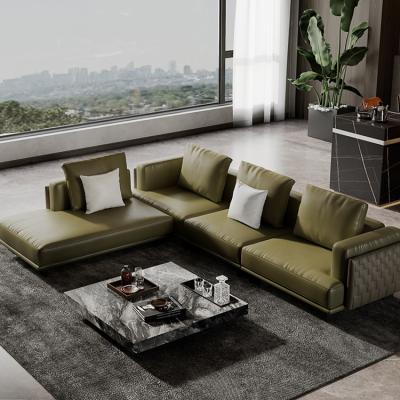 China Foshan Factory Itaian Modern Saddle Leather Sofa Home Furniture Leather Sofa Set Modular Hotel Furniture Sofa Set for sale