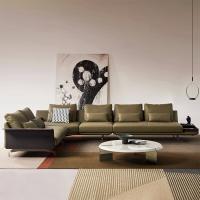 China Wooden Frame Stainless Steel Hardware Feet Modular L-Shaped Leather Fabric Sofa Set for Living Room Villa Apartment Use for sale