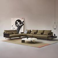 China Wooden Frame Stainless Steel Hardware Feet Modular L-Shaped Leather Fabric Sofa Set for Living Room Villa Apartment Use for sale
