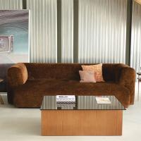 China Modern Light Luxury Living Room Furniture Hotel Solid Wooden Curved Sofa Combination Fabric Modular Sofa Set for sale