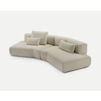 China Modern Light Luxury Living Room Furniture Hotel Solid Wooden Curved Sofa Combination Fabric Modular Sofa Set for sale